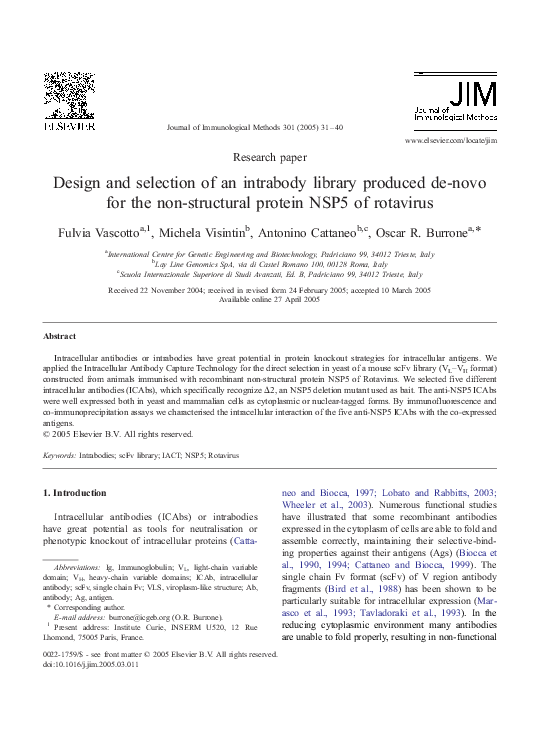 (PDF) Design and selection of an intrabody library produced de-novo for ...