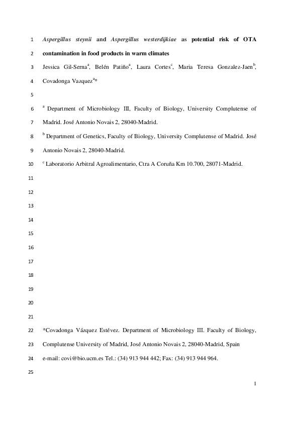 (PDF) Aspergillus steynii and Aspergillus westerdijkiae as potential ...