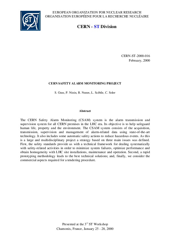 (PDF) CERN Safety Alarm Monitoring Project