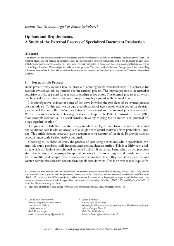 (PDF) Options and Requirements. A Study of the External Process of ...