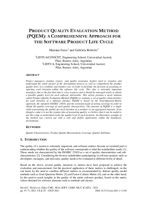 (PDF) Product Quality Evaluation Method (PQEM): A Comprehensive ...