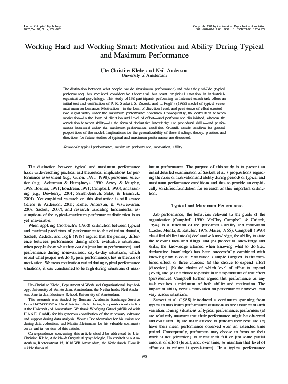 (PDF) Working hard versus working smart: Motivation and ability during ...
