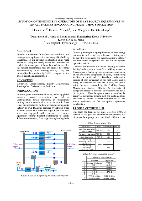 (PDF) Study on Optimizing the Operatoin of Heat Source Equipments in an Actual Heating/Cooling ...