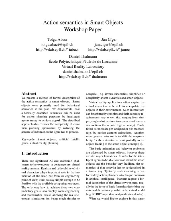 (PDF) Action semantics in smart objects