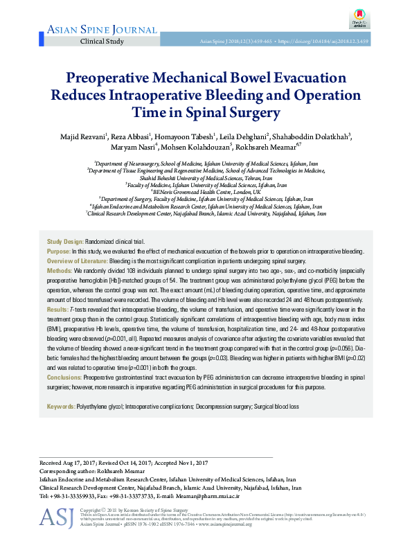 (PDF) Preoperative Mechanical Bowel Evacuation Reduces Intraoperative ...