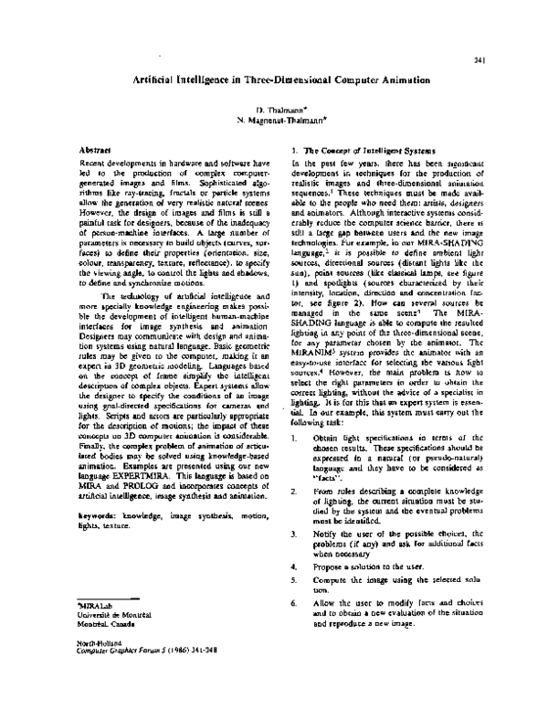 (PDF) Artificial Intelligence in Three-Dimensional Computer Animation (PDF) Artificial Intelligence in Three-Dimensional Computer Animation