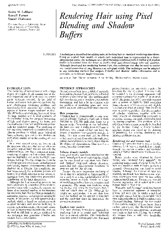 (PDF) Rendering hair using pixel blending and shadow buffers