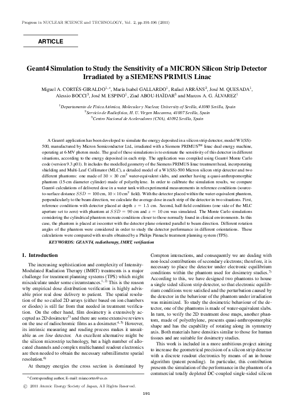 (PDF) Geant4 Simulation to Study the Sensitivity of a MICRON Silicon ...