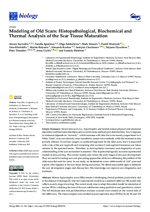 (PDF) Modeling of Old Scars: Histopathological, Biochemical and Thermal ...