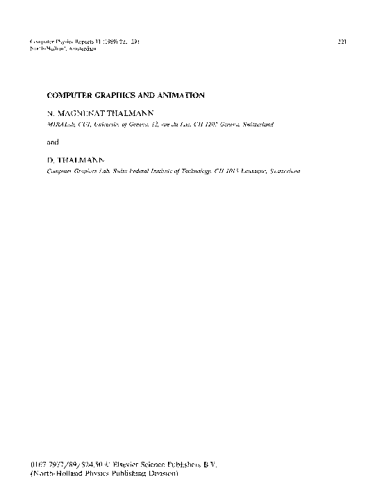 (PDF) Computer Graphics and Animation