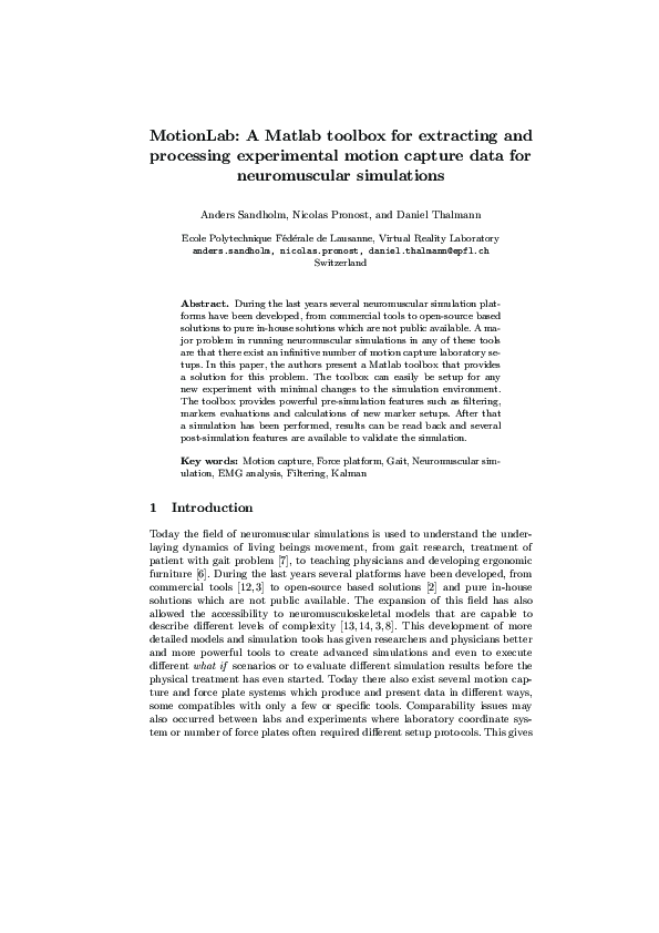 Pdf Motionlab A Matlab Toolbox For Extracting And Processing