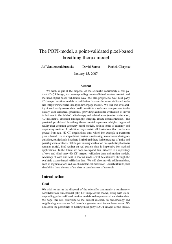 (PDF) The POPI-model, a point-validated pixel-based breathing thorax model