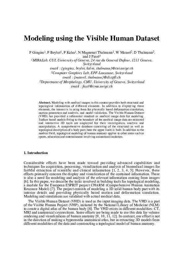 (PDF) Modeling using the Visible Human Dataset
