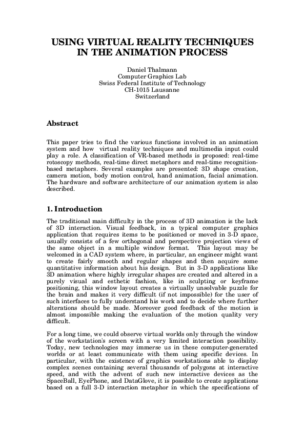 (PDF) 11 - Using Virtual Reality Techniques in the Animation Process