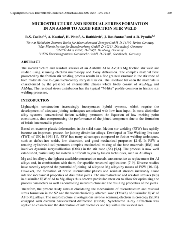 (PDF) Microstructure and Residual Stress Formation during Friction-Stir ...