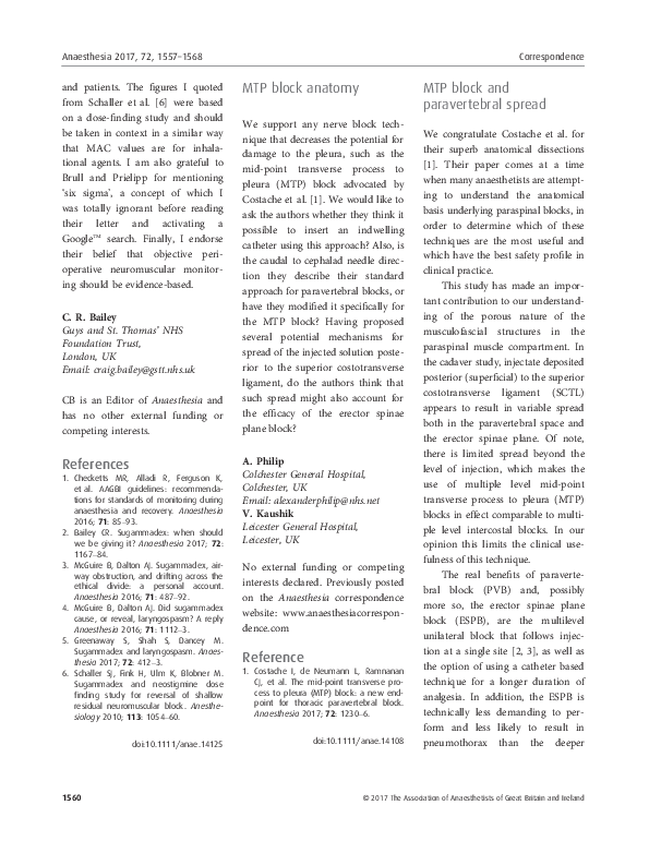 (PDF) MTP block and paravertebral spread