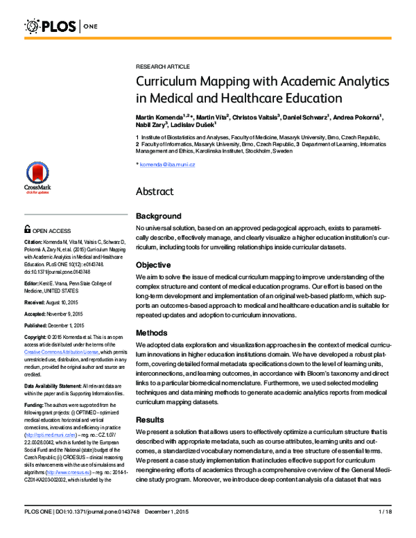 (PDF) Curriculum Mapping with Academic Analytics in Medical and ...