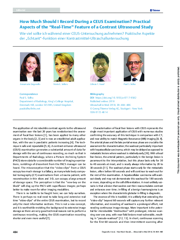 (PDF) How Much Should I Record During a CEUS Examination? Practical ...