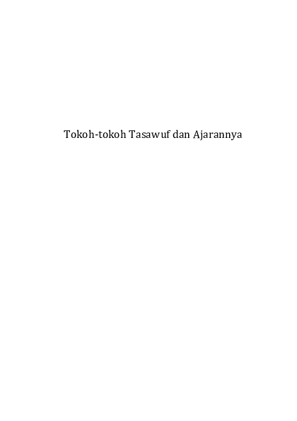 Pdf Tokoh Tokoh Tasawuf Dan Ajarannya