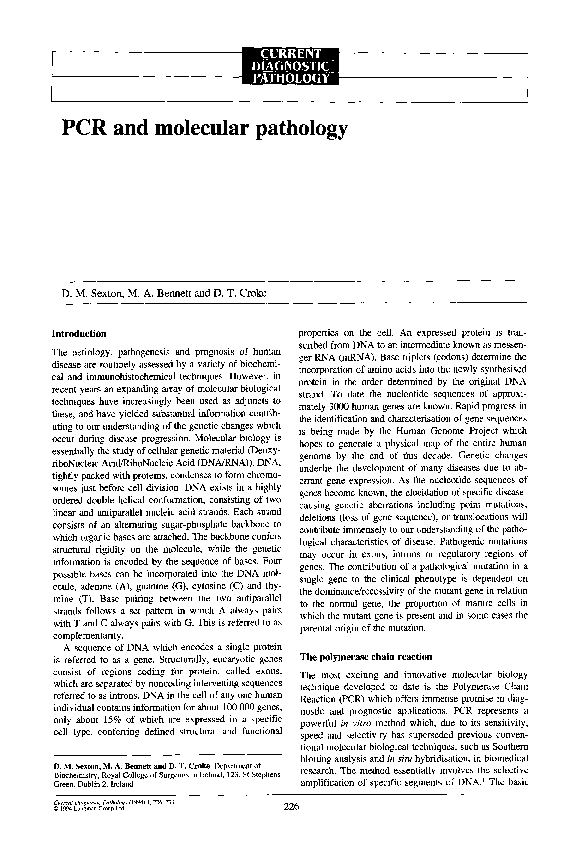 (PDF) PCR and molecular pathology