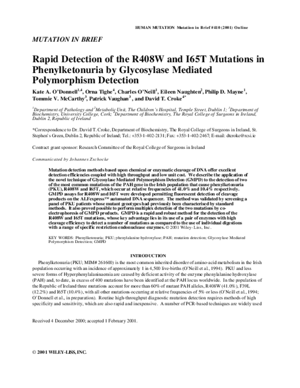 (PDF) Rapid detection of the R408W and I65T mutations in ...