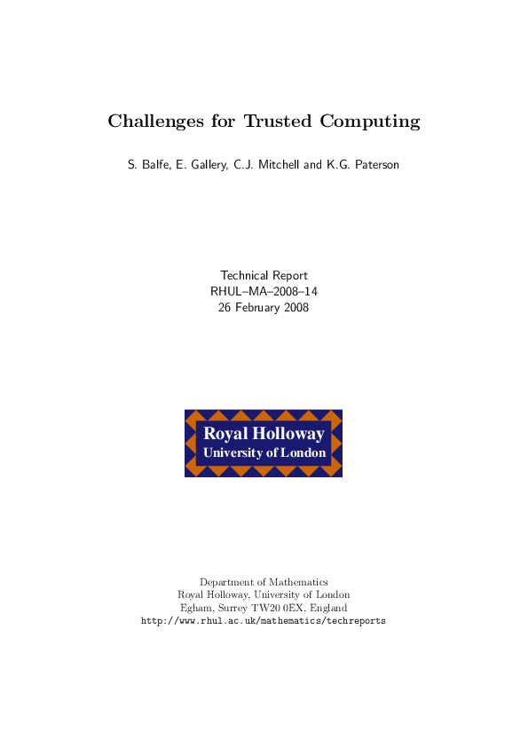 (PDF) Challenges for Trusted Computing