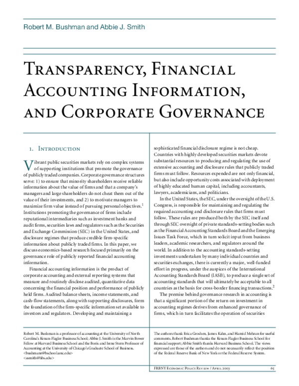 (PDF) Transparency, Financial Accounting Information, and