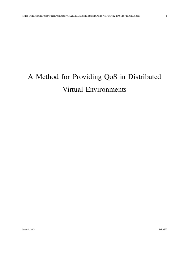 (PDF) A Method for Providing QoS in Distributed Virtual Environments | Pedro Morillo Tena ...