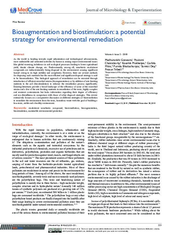 Pdf Bioremediation Biostimulation And Bioaugmention A Review Review On