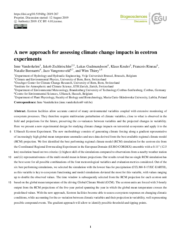 (PDF) A new approach for assessing climate change impacts in ecotron ...