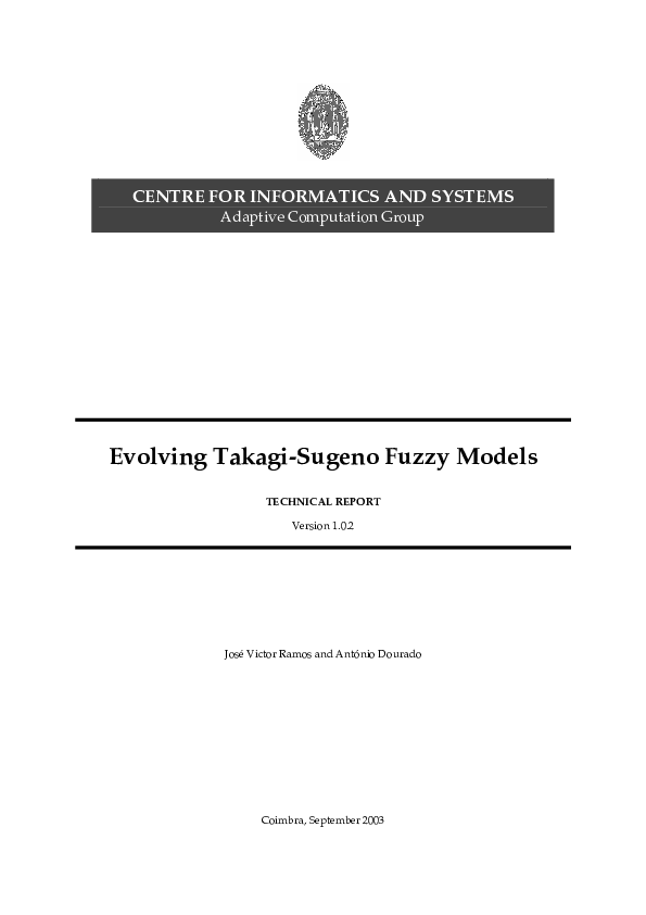 Pdf Evolving Takagi Sugeno Fuzzy Models
