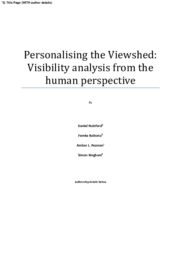 (PDF) Personalising the viewshed: Visibility analysis from the human ...