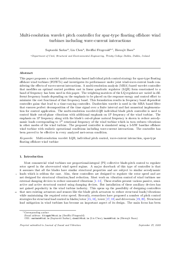 (PDF) Multi-resolution wavelet pitch controller for spar-type floating offshore wind turbines ...