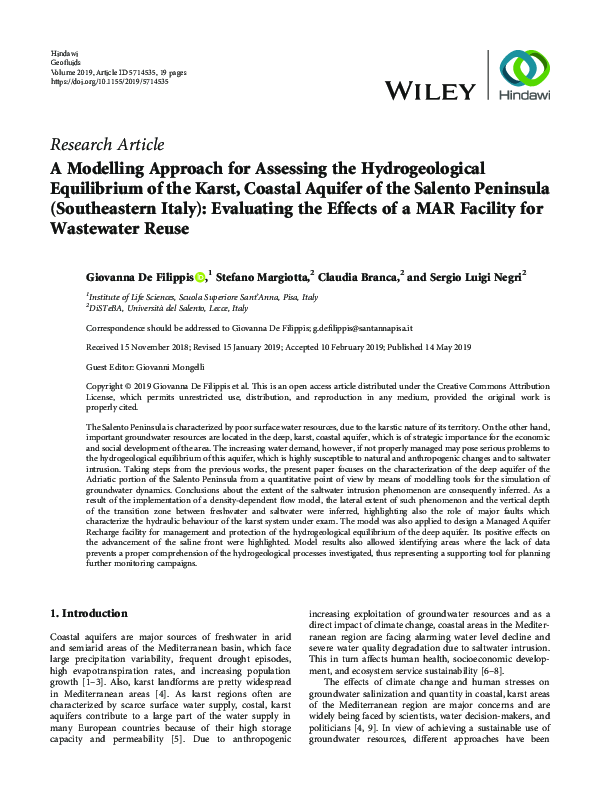 (PDF) A Modelling Approach for Assessing the Hydrogeological ...
