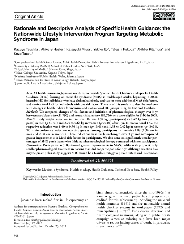 (PDF) Rationale and Descriptive Analysis of Specific Health Guidance ...