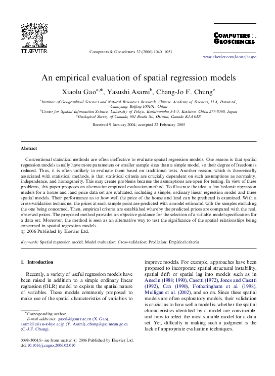 (PDF) An empirical evaluation of spatial regression models
