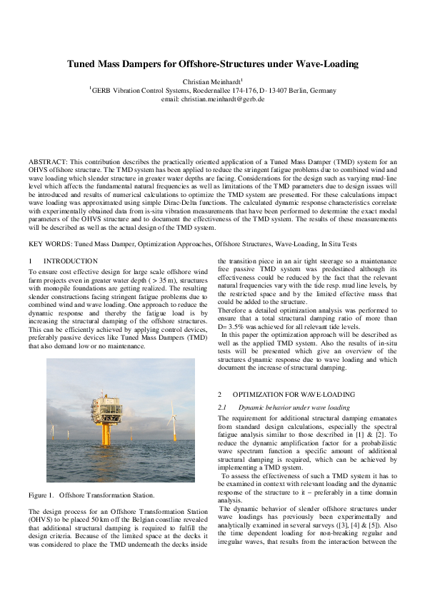(PDF) Tuned Mass Dampers for Offshore-Structures Under Wave Loading