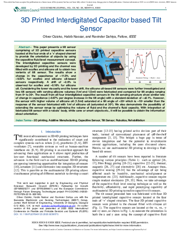 (PDF) 3D Printed Interdigitated Capacitor based Tilt Sensor | Habib ...