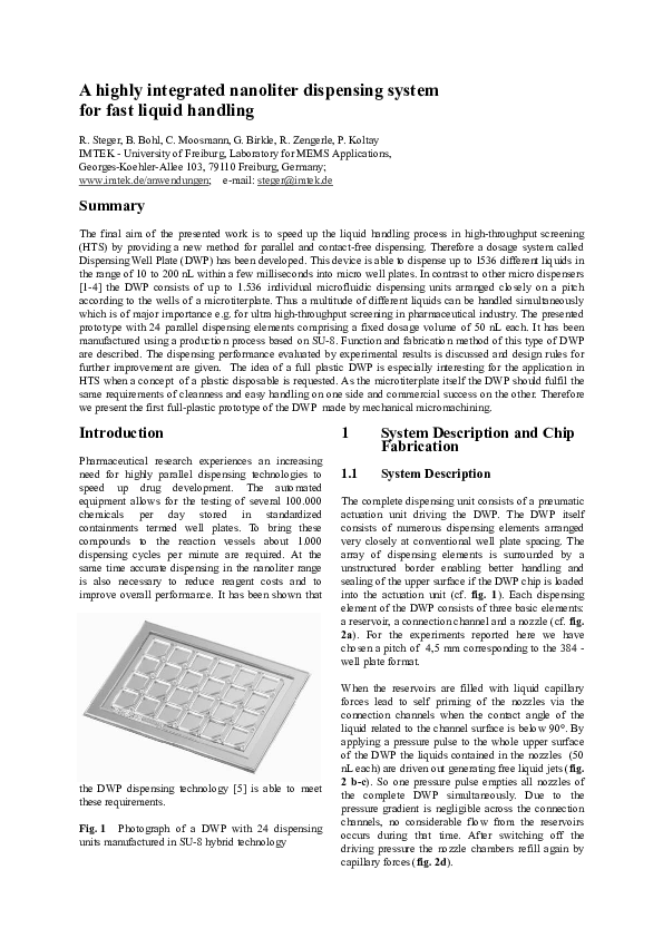 (PDF) A highly integrated nanoliter dispensing system for fast liquid ...