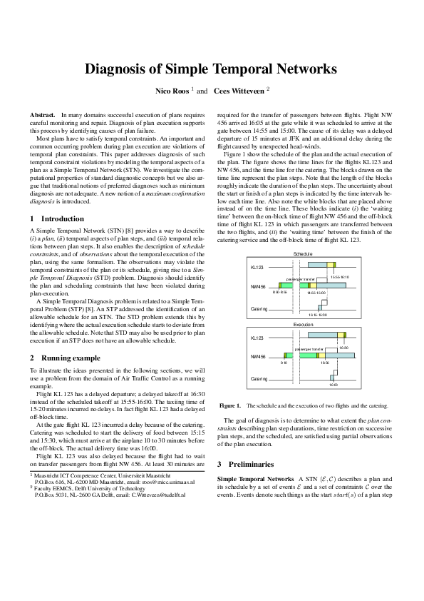 Pdf Diagnosis Of Simple Temporal Networks C Witteveen