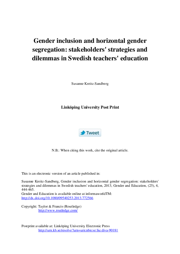 (PDF) Gender inclusion and horizontal gender segregation: stakeholders ...