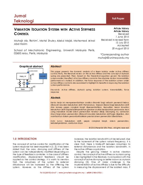 (PDF) Vibration Isolation System with Active Stiffness Control