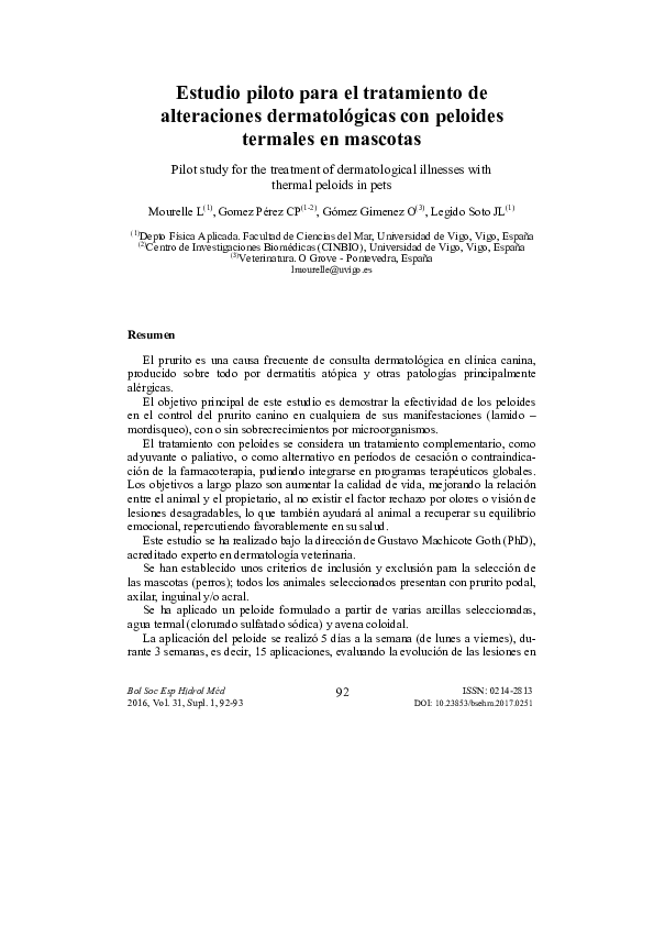(PDF) Estudio piloto para el tratamiento de alteraciones dermatológicas ...