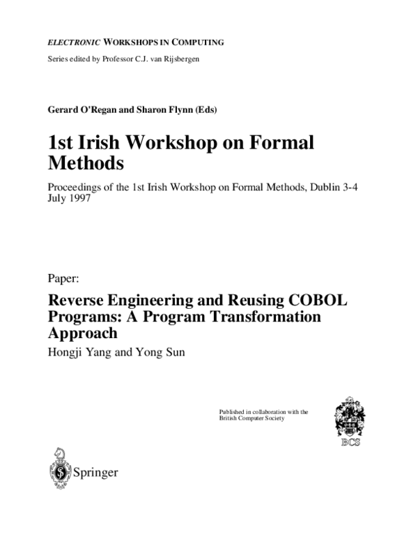 (PDF) Reverse engineering and reusing Cobol programs: A program transformation approach
