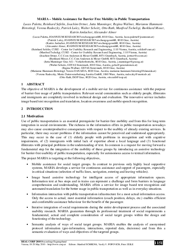(PDF) MARIA–Mobile Assistance for Barrier-Free Mobility in Public ...