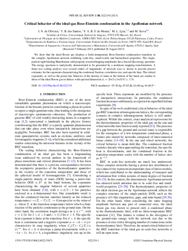 (PDF) Critical behavior of the ideal-gas Bose-Einstein condensation in ...