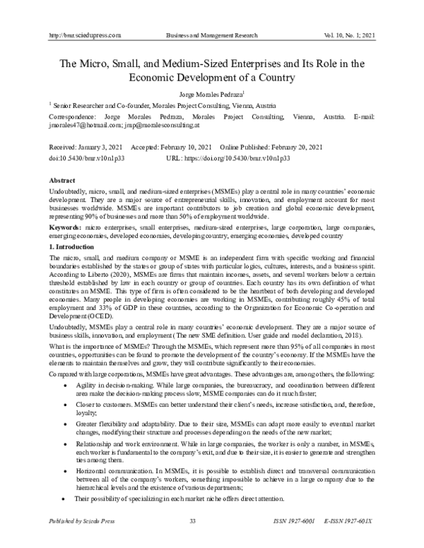 (PDF) The Micro, Small, and Medium-Sized Enterprises and Its Role in ...