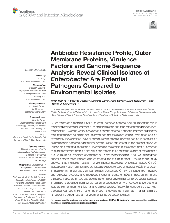 (PDF) Antibiotic Resistance Profile, Outer Membrane Proteins, Virulence Factors and Genome ...