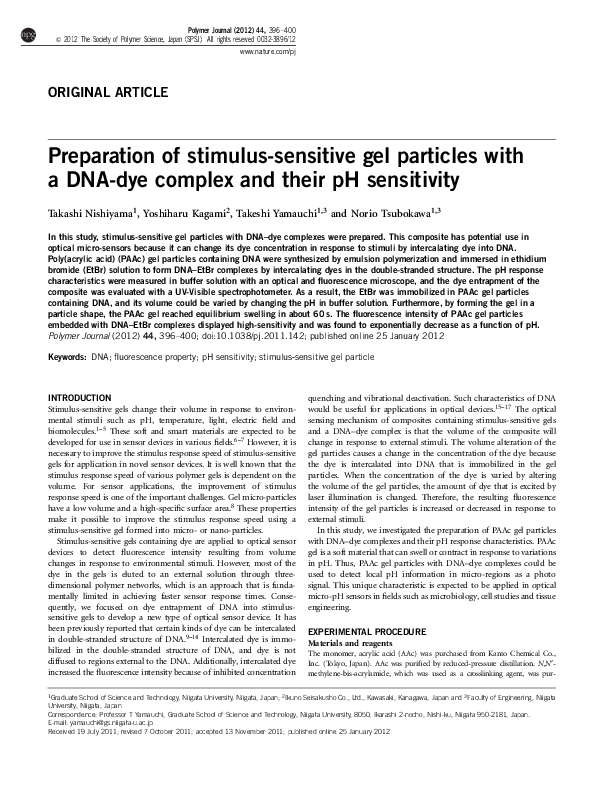 (PDF) Preparation of stimulus-sensitive gel particles with a DNA-dye ...