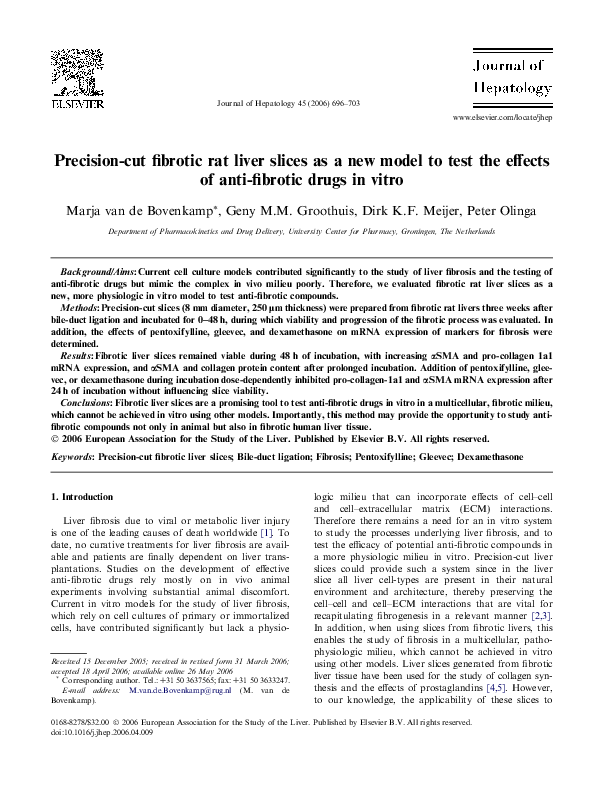(PDF) Precision-cut fibrotic rat liver slices as a new model to test ...